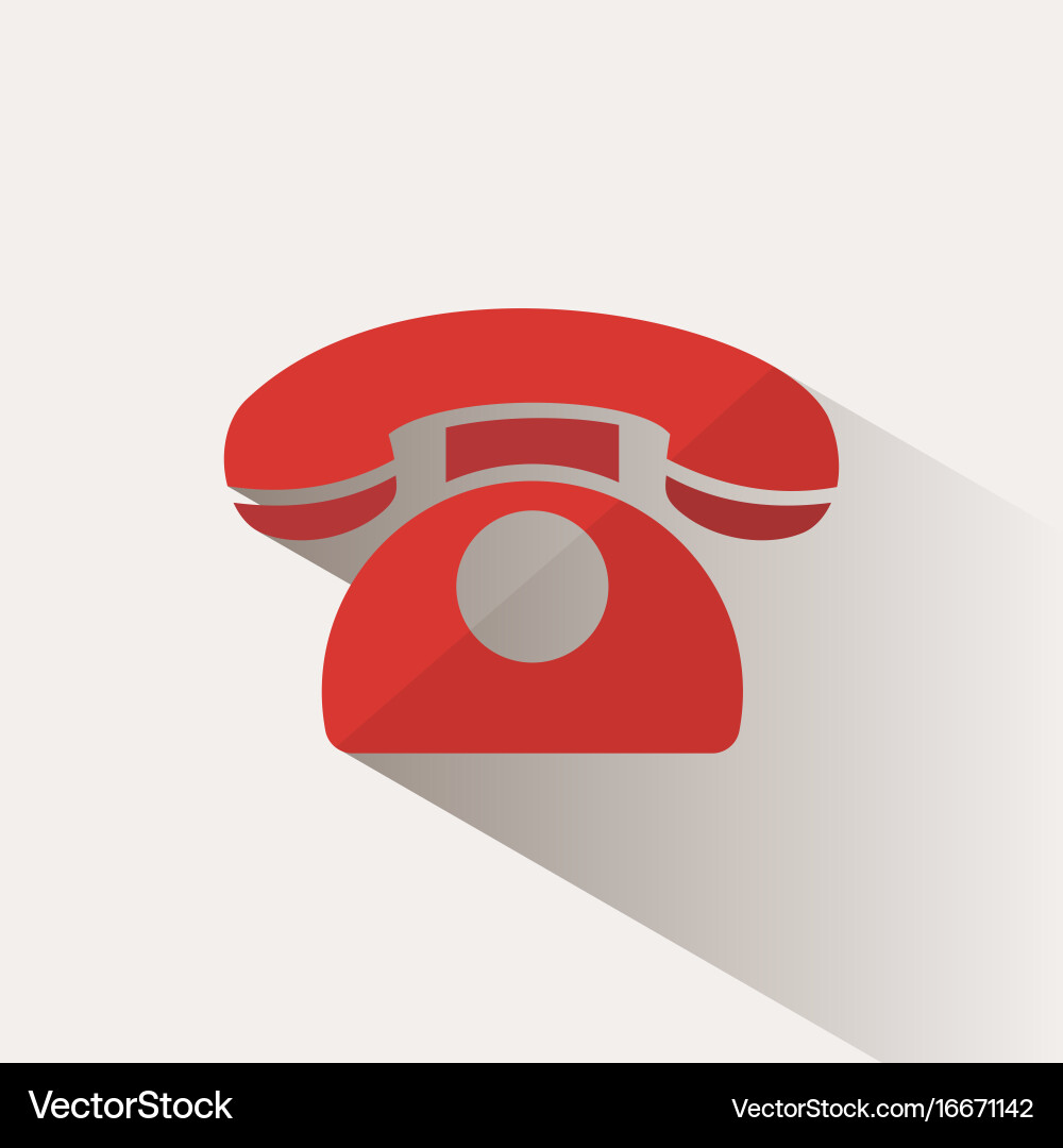 Red phone icon with shadow on a beige background Vector Image