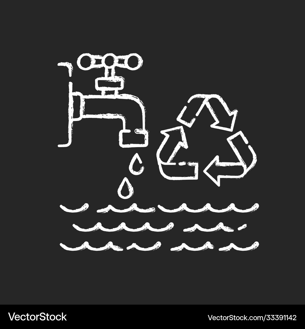 Reducing water use chalk white icon on black Vector Image