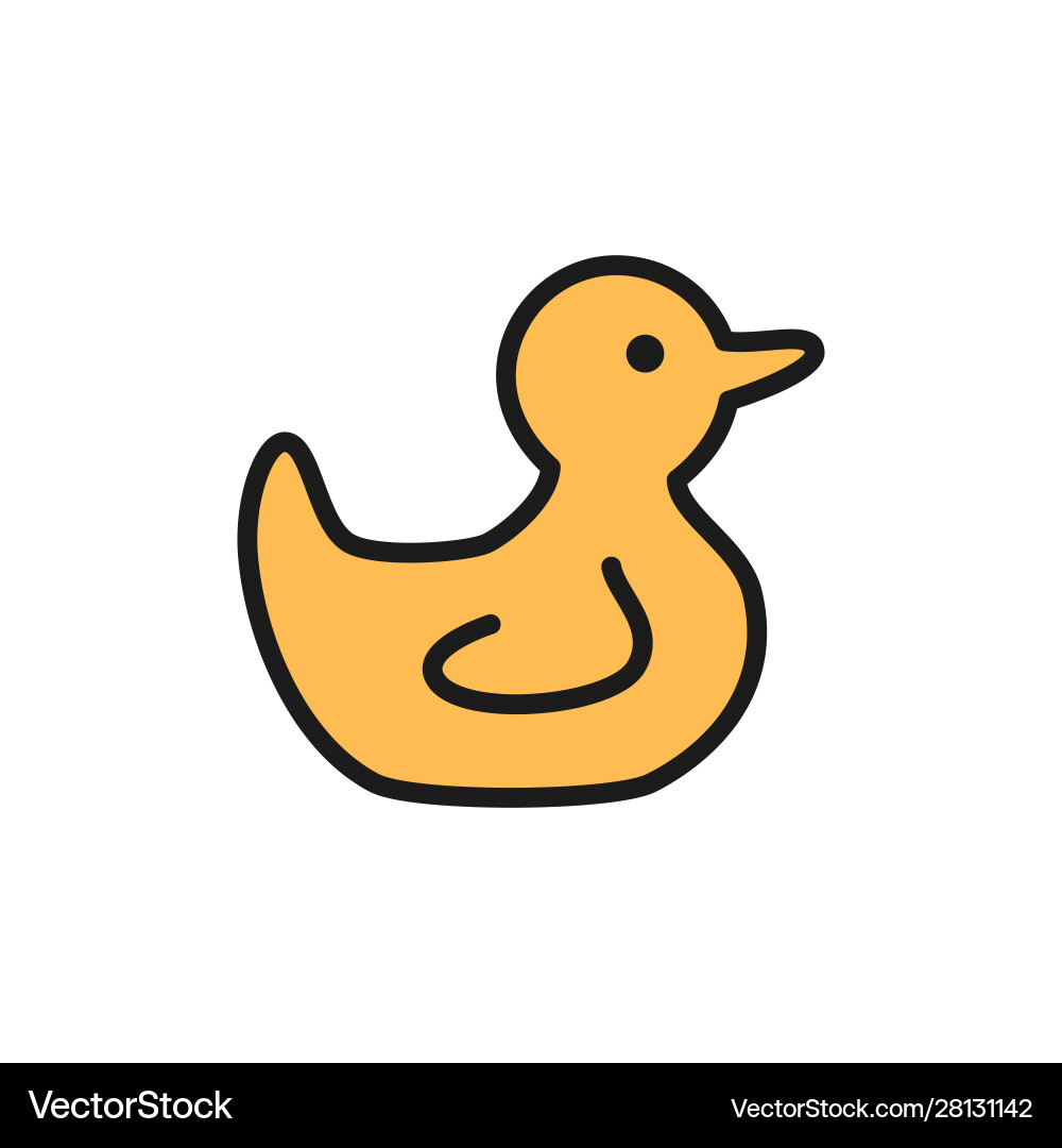 Rubber duck flat color icon isolated on white Vector Image