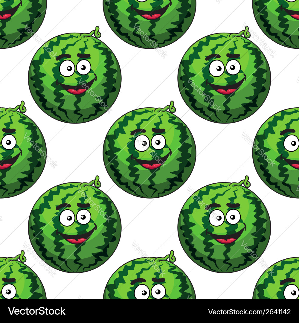 Seamless pattern of cartoon watermelons Royalty Free Vector