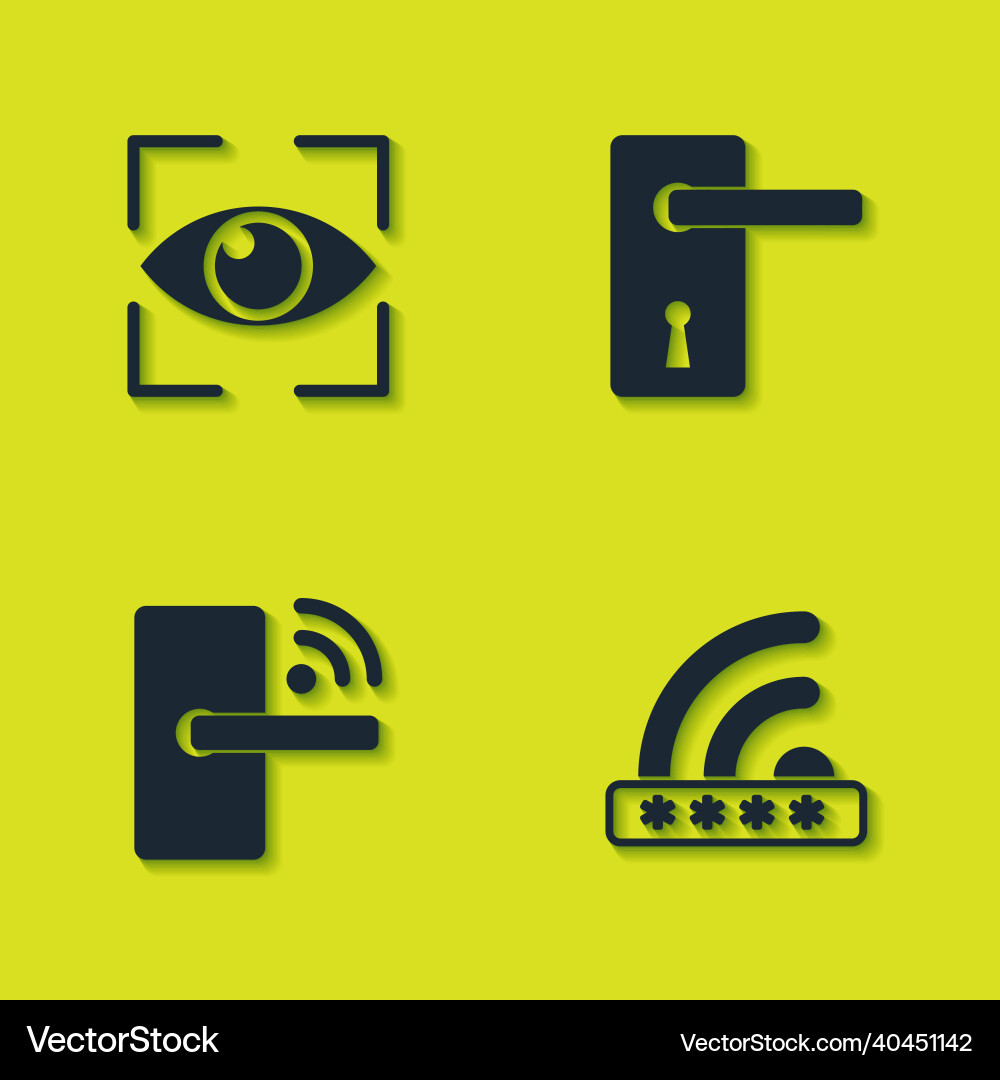 Set eye scan wifi locked digital door Royalty Free Vector