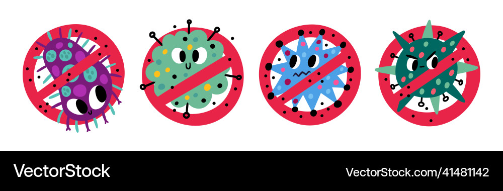 Stop bacteria signs round antigerms symbols Vector Image