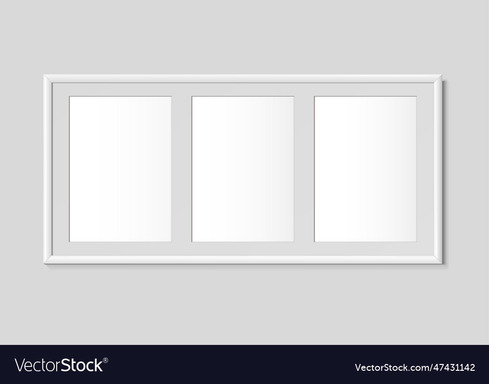 Three realistic white vertical a4 frames posters Vector Image