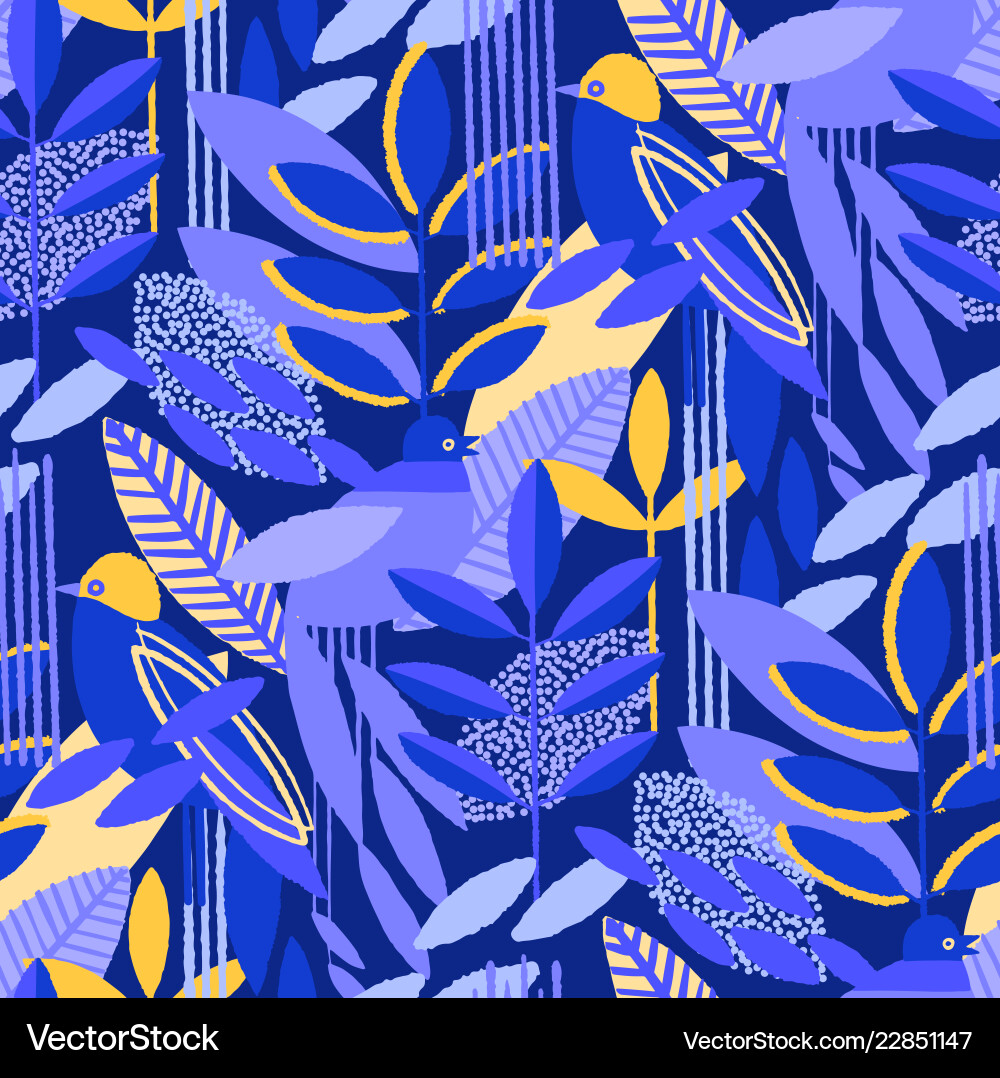 Abstract seamless pattern of minimalistic leaves Vector Image