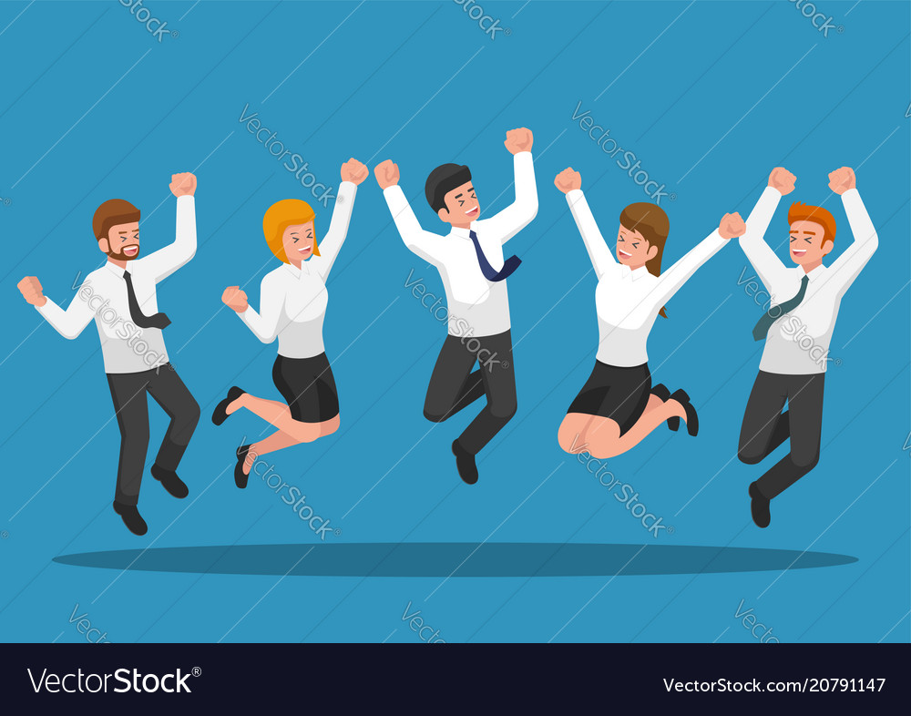 Business people jumping and celebrating victory Vector Image Business people jumping and celebrating victory Vector Image