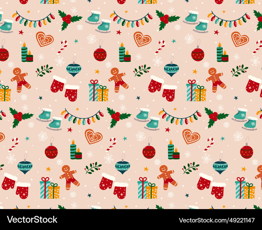 Christmas cute winter pattern Royalty Free Vector Image