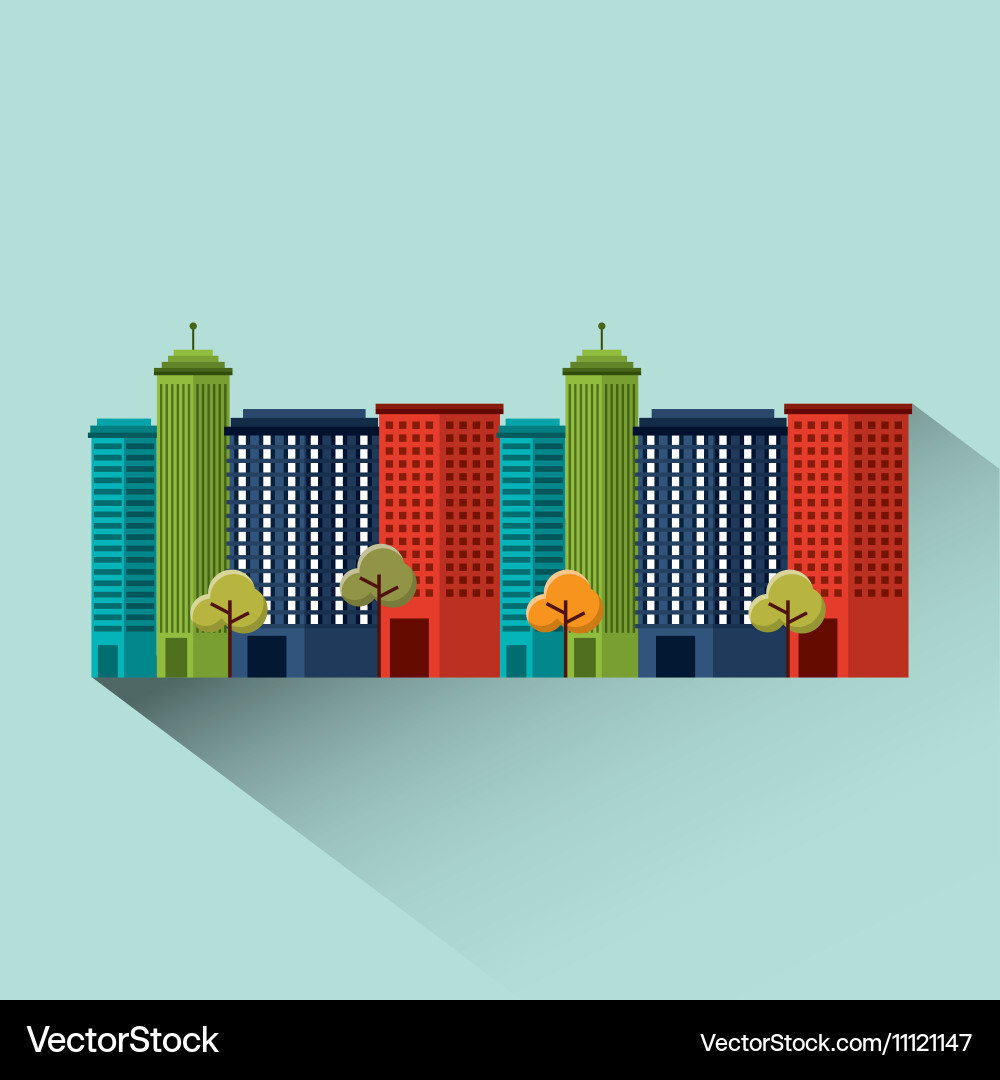 Cityscape buildings skyline icon Royalty Free Vector Image