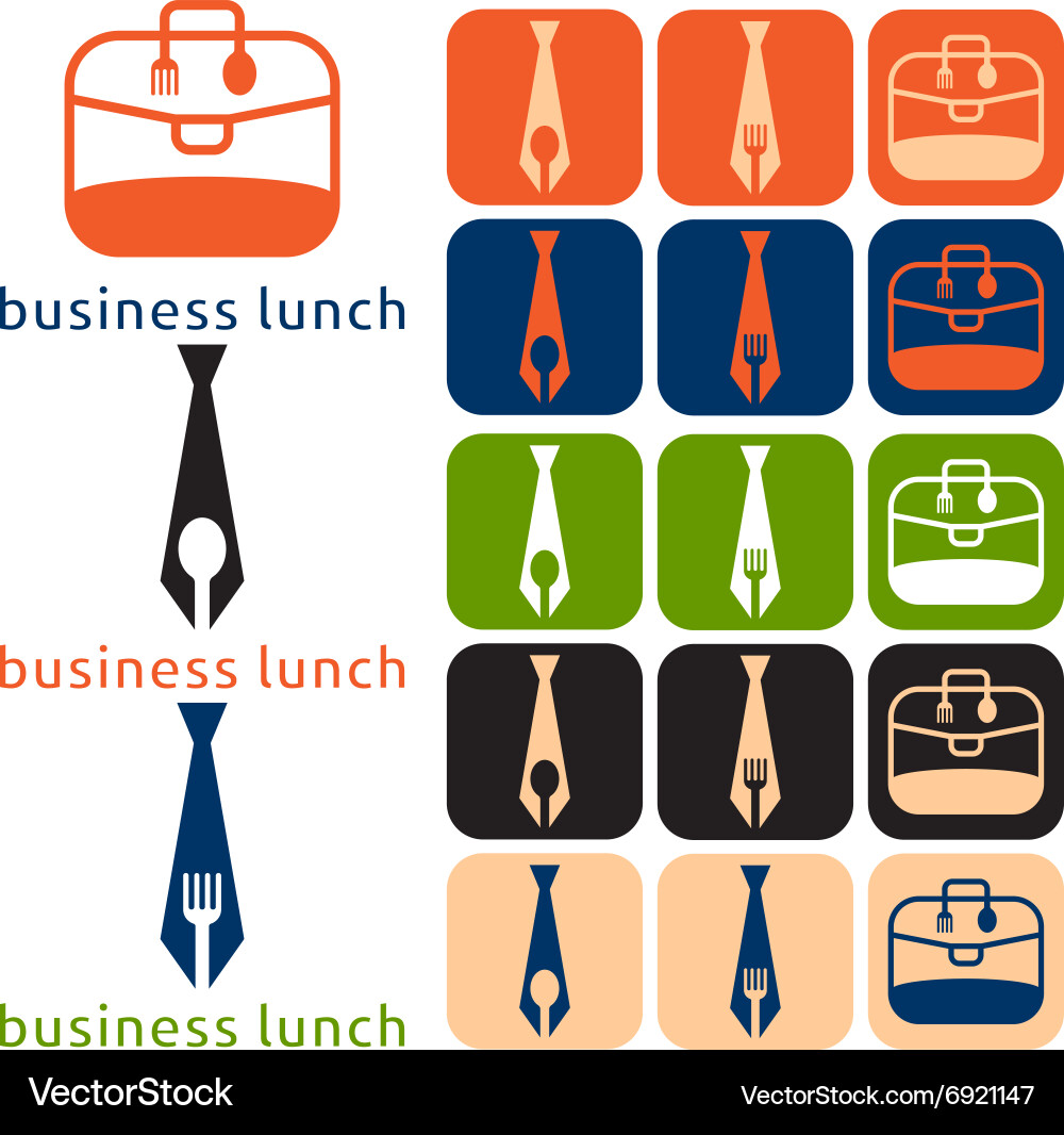 Design business lunch and icon set flat Royalty Free Vector