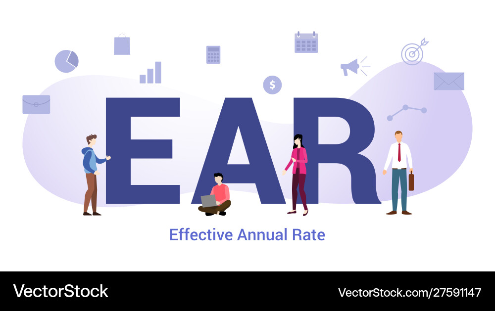 Ear effective annual rate concept with big word Vector Image