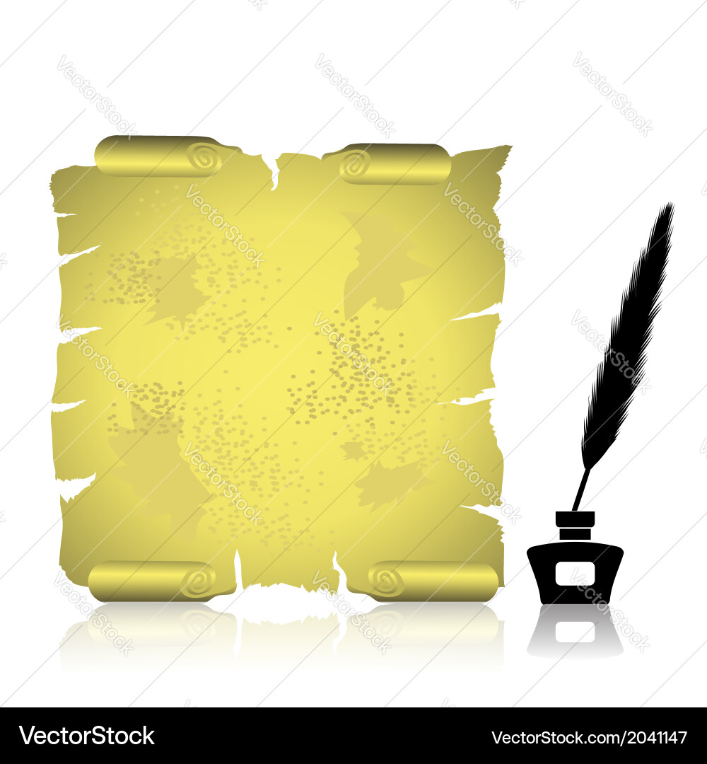 Feather and scroll Royalty Free Vector Image - VectorStock