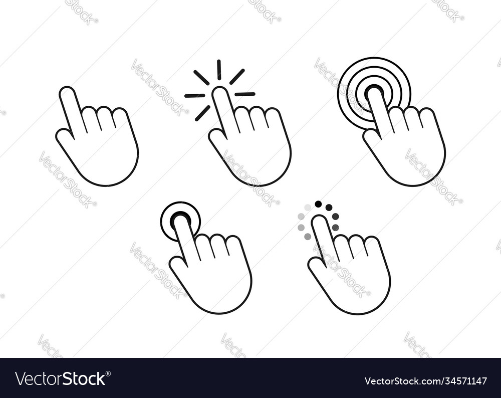 Finger click icon hand push Royalty Free Vector Image