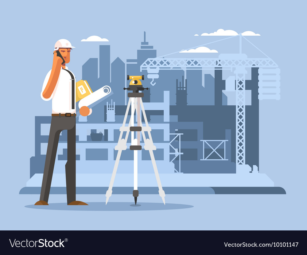 Foreman on construction flat design Royalty Free Vector