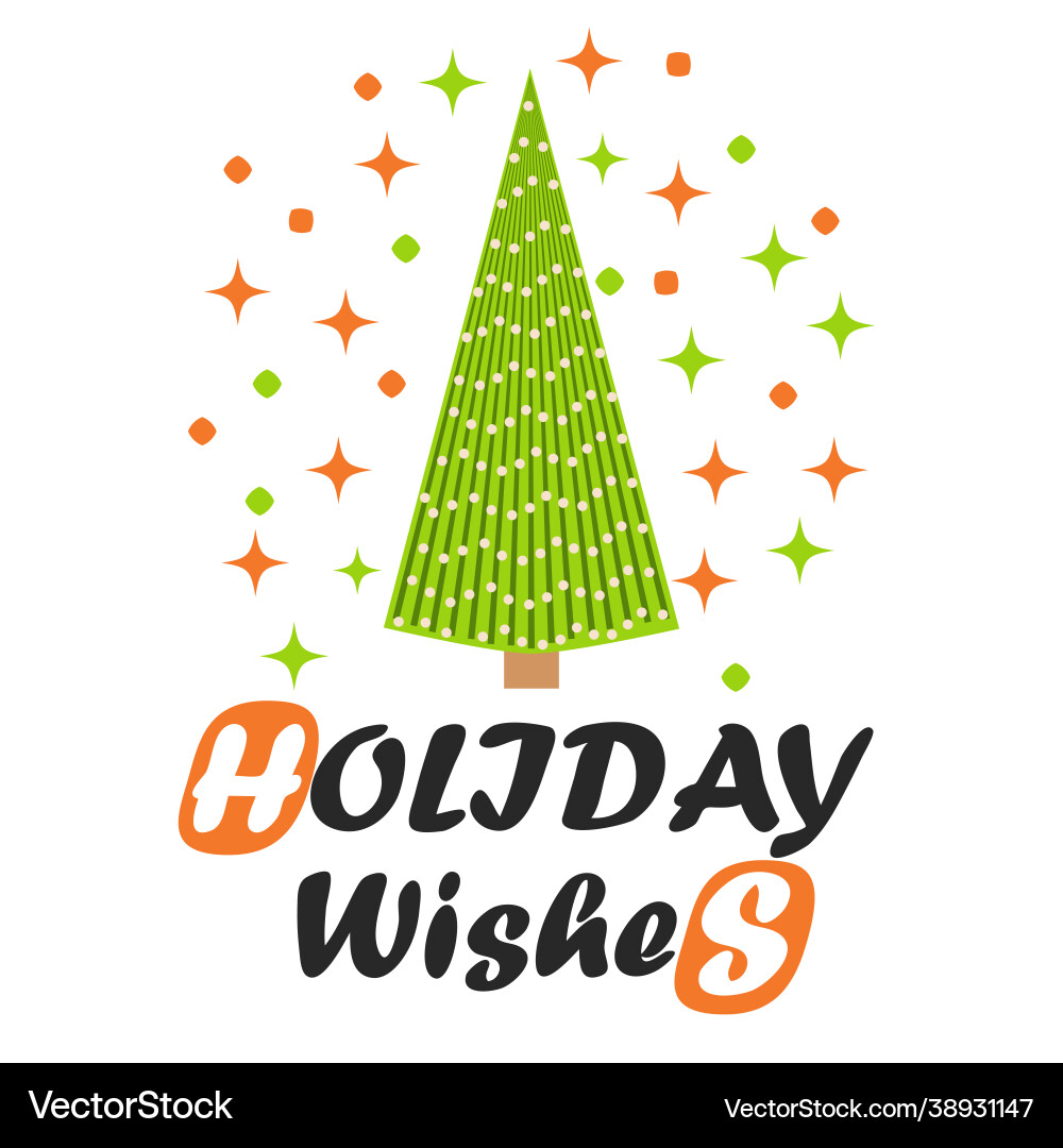 Hand drawn card with christmas trees merry Vector Image
