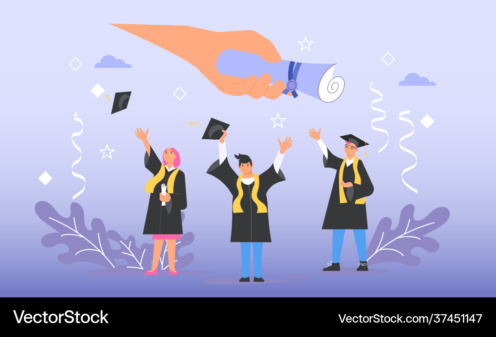 Happy graduate man gets graduation academic Vector Image