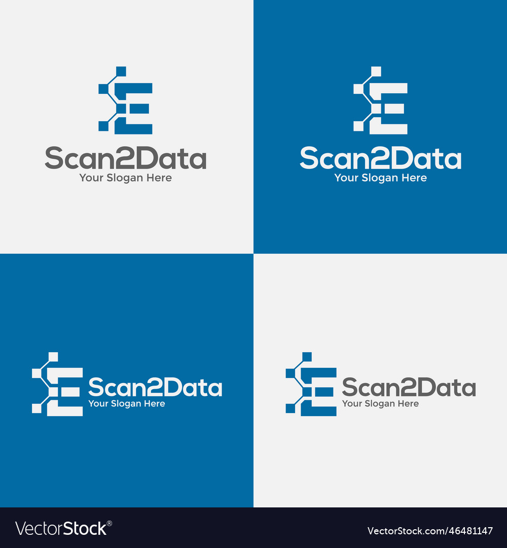 Initial letter e with technology logo Royalty Free Vector