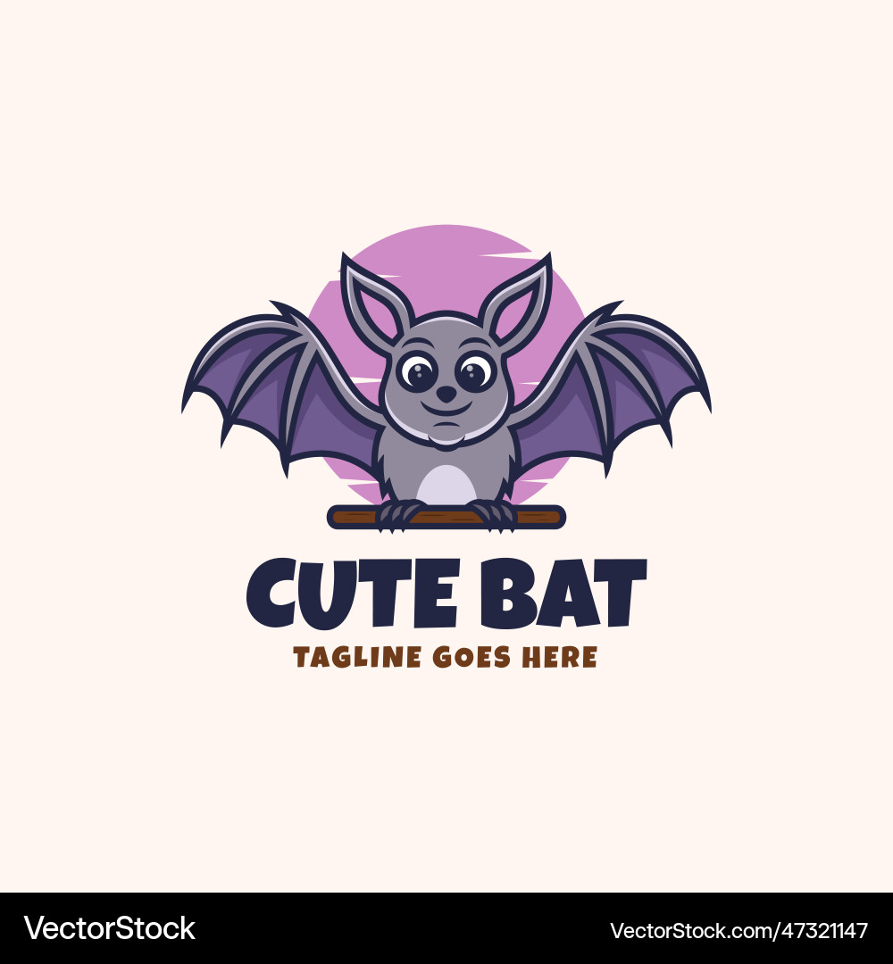 Logo cute bat mascot cartoon style Royalty Free Vector Image