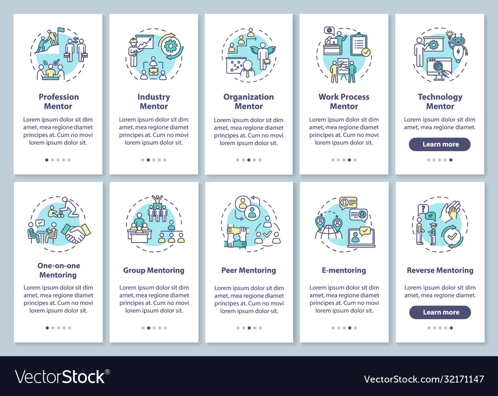 Mentoring onboarding mobile app page screen Vector Image