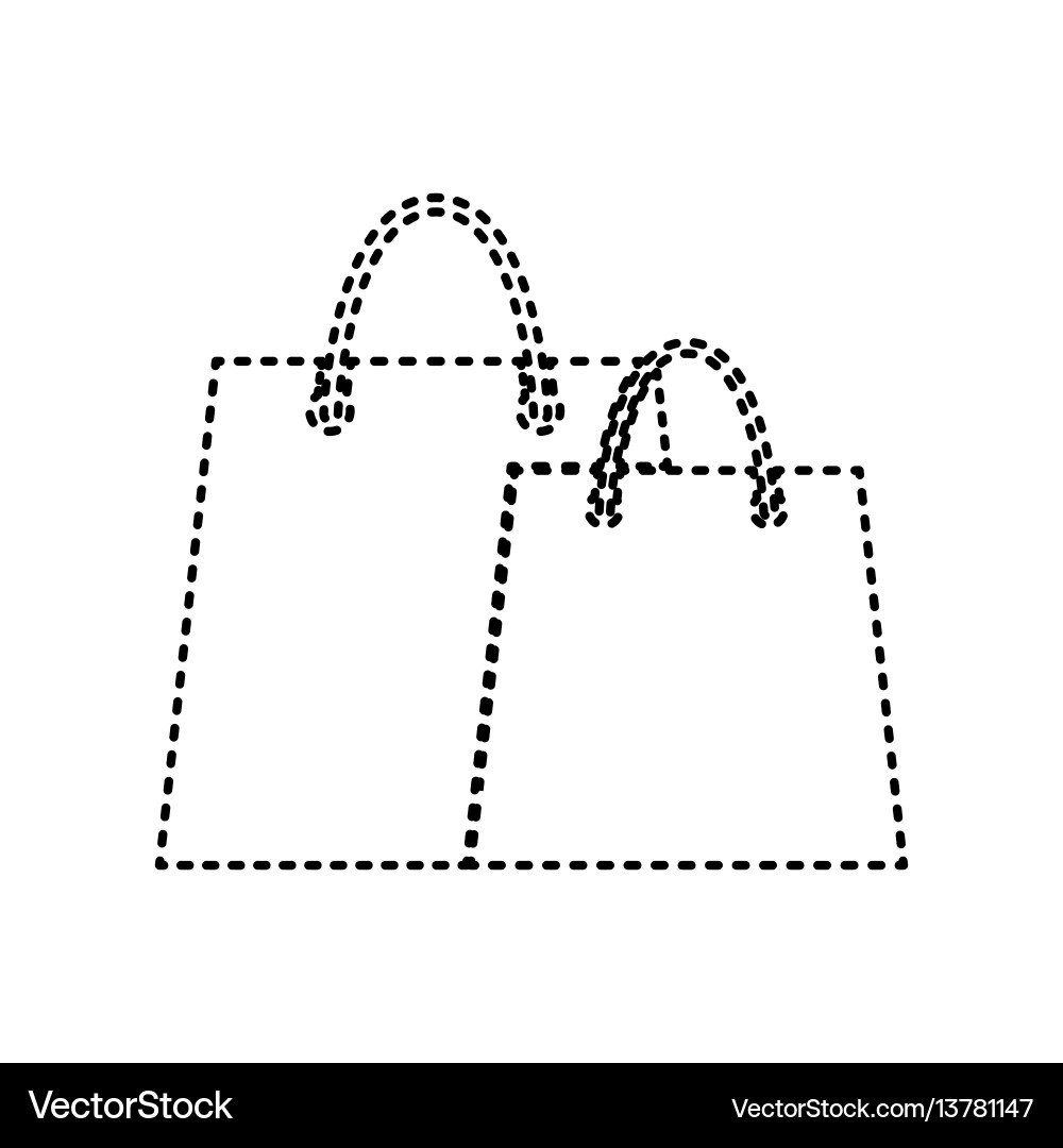 Shopping bags sign black dashed icon Royalty Free Vector