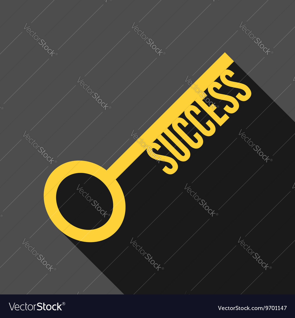Success key long shadow Royalty Free Vector Image
