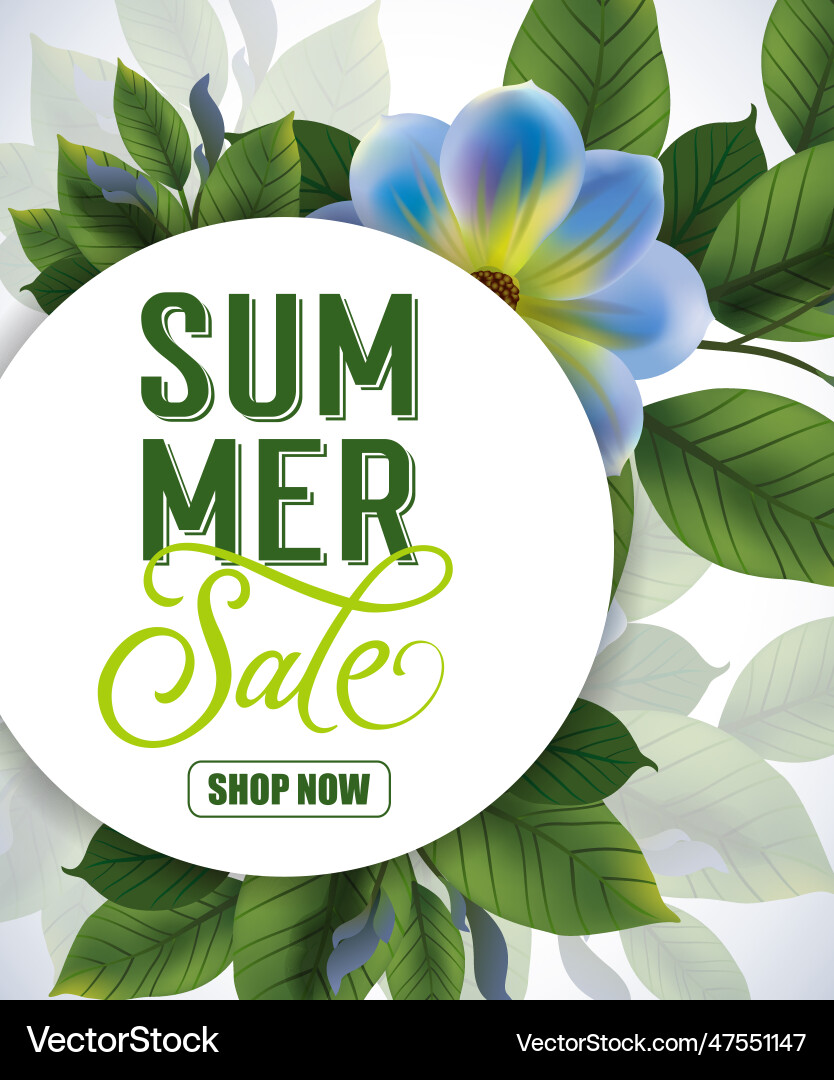 Summer sale lettering with flower Royalty Free Vector Image