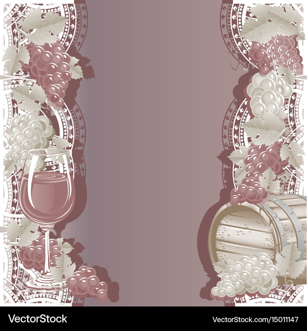 Vintage frame with wine and grapes Royalty Free Vector Image