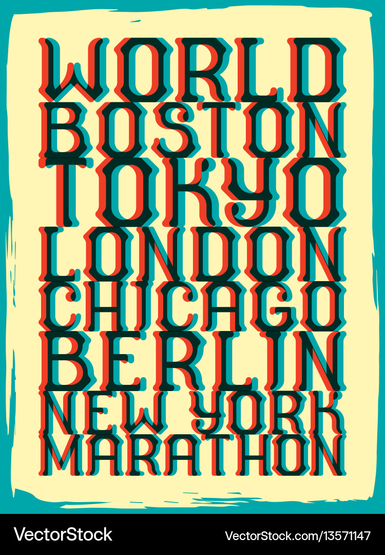 World marathon series retro poster Royalty Free Vector Image