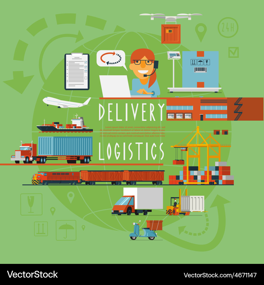 Worldwide transportation logistic concept poster Vector Image