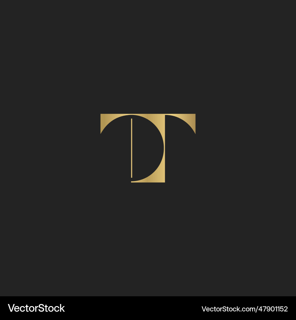 Alphabet letters initials logo dt td d and t Vector Image