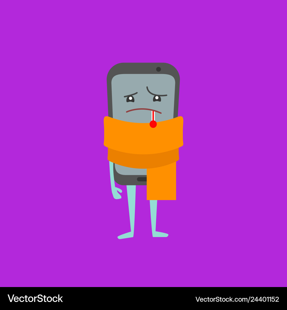Cartoon character illness smartphone mobile phone Vector Image