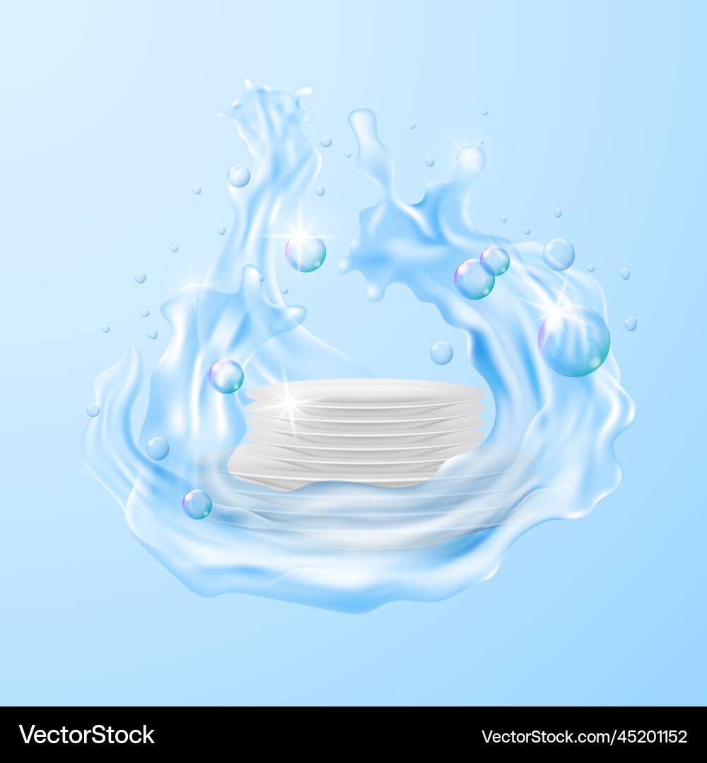 Clean dishes washing kitchen plates porcelain Vector Image