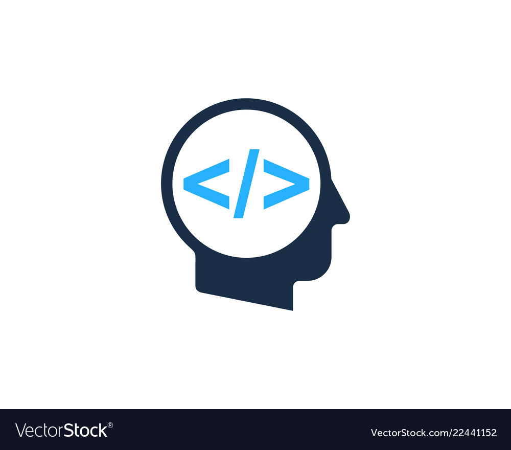 Code human head logo icon design Royalty Free Vector Image