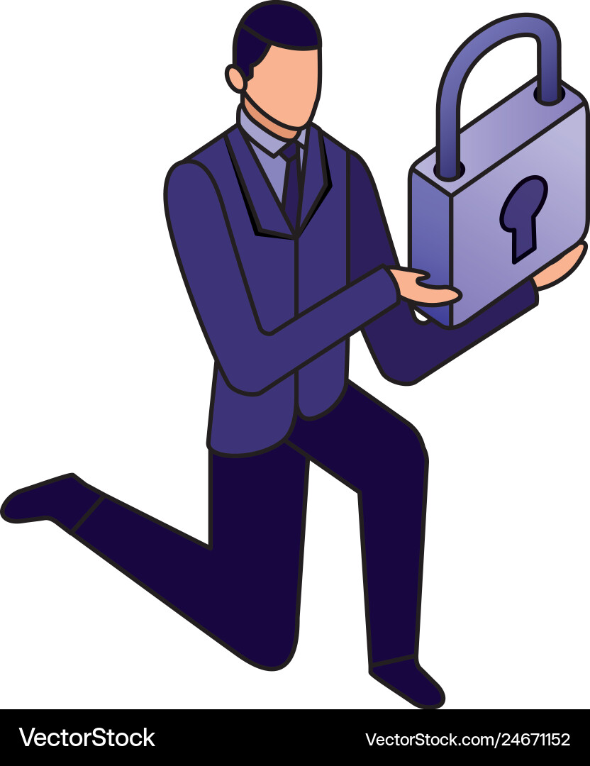 Elegant businessman with padlock Royalty Free Vector Image