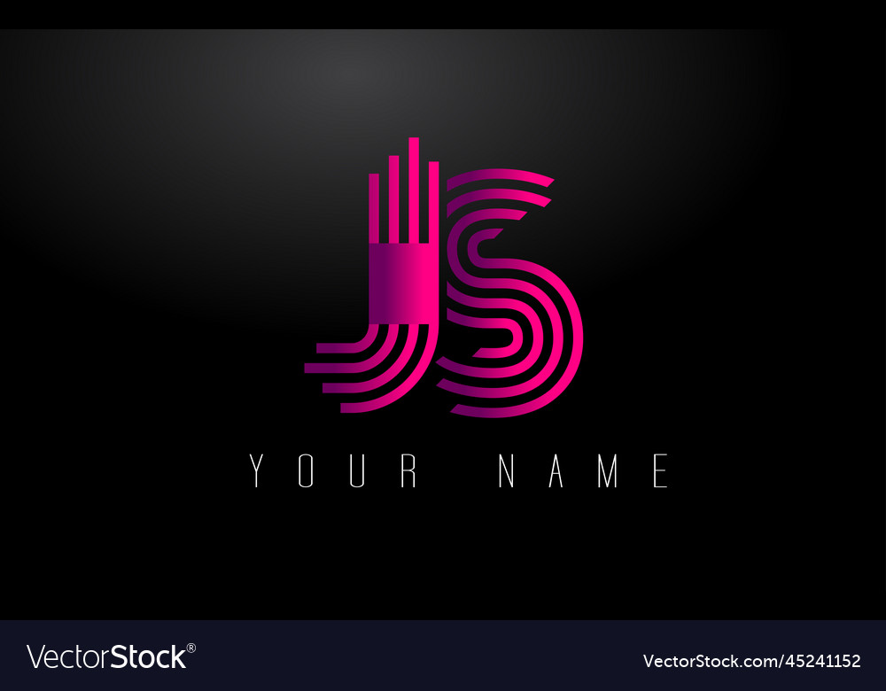 Js magenta lines letter logo creative line Vector Image