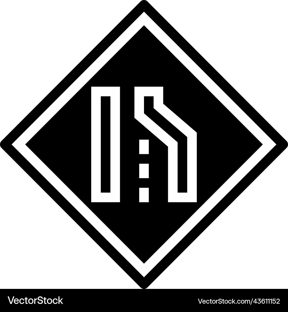 Lane road sign glyph icon Royalty Free Vector Image