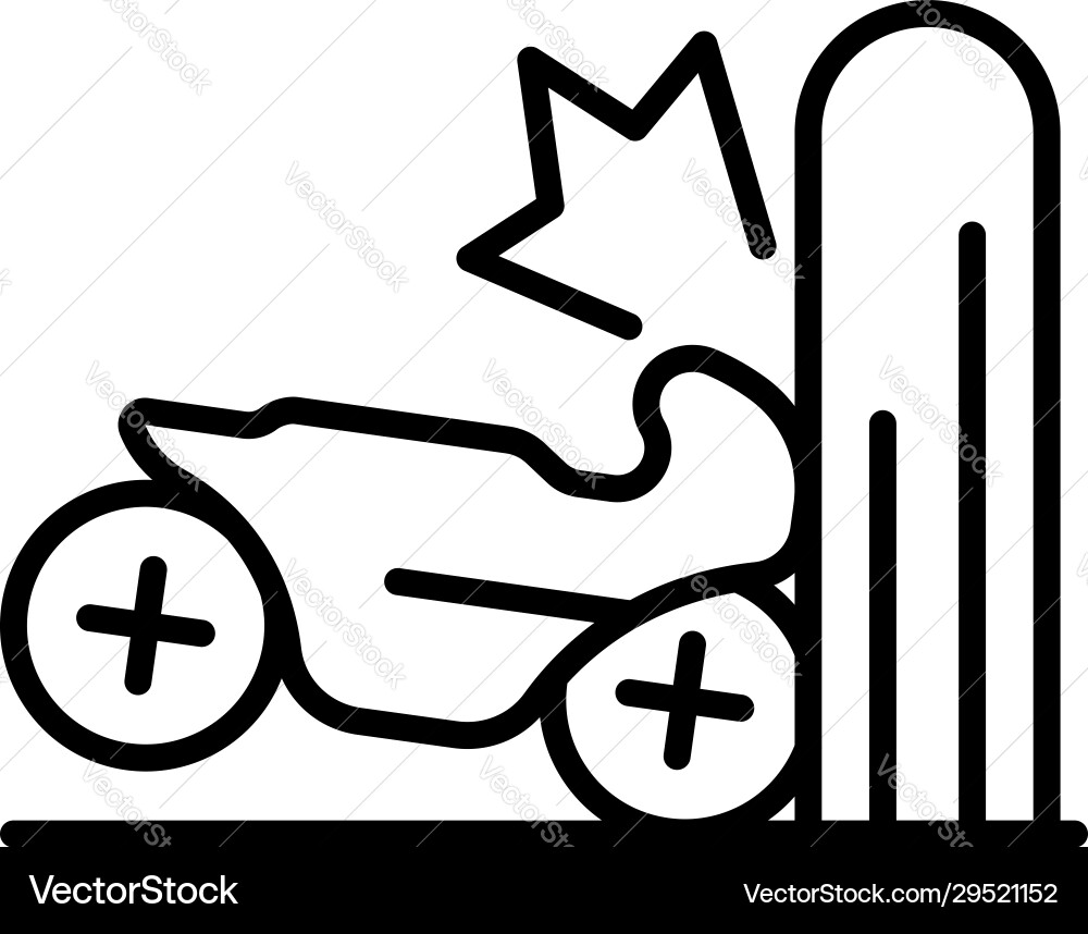 Motorcycle wall accident icon outline style Vector Image