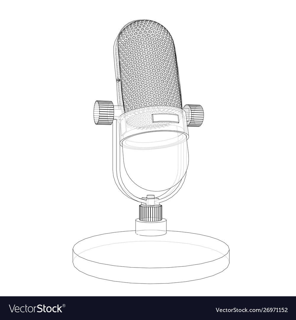 Outline vintage microphone Royalty Free Vector Image
