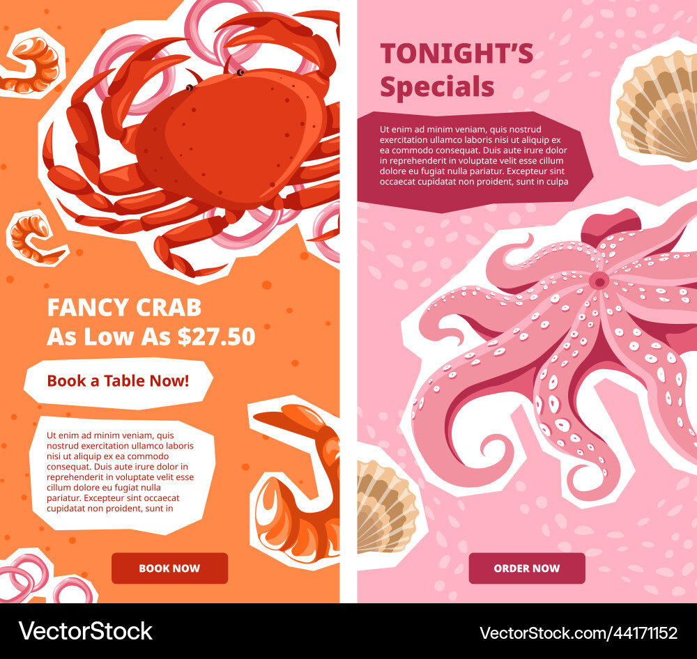 Restaurant special dish and happy hours website Vector Image