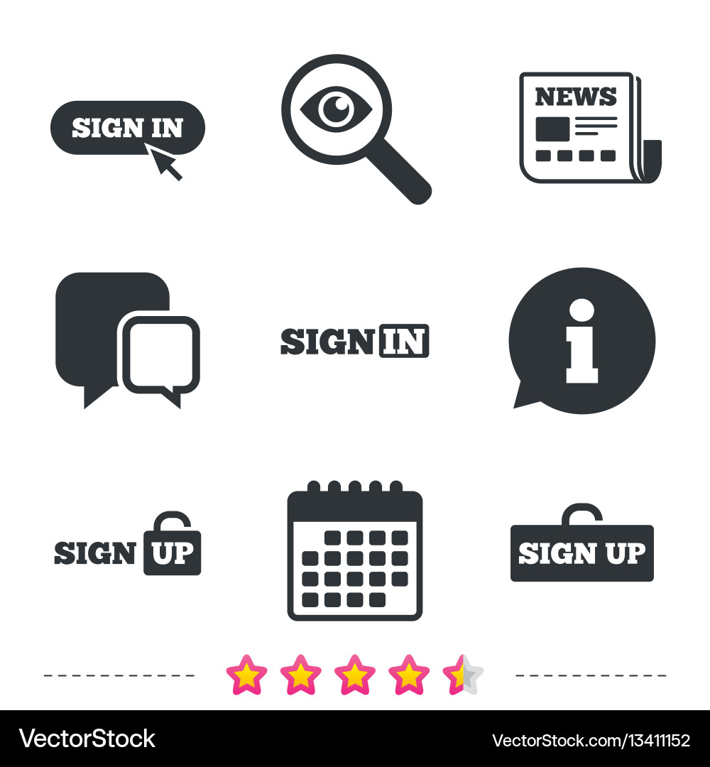 Sign in icons login with arrow hand pointer Vector Image