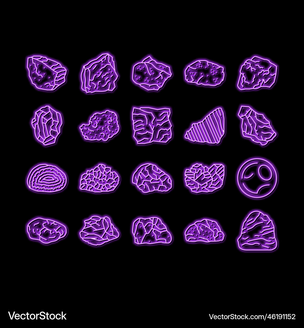 Stone rock texture nature neon glow icon Vector Image