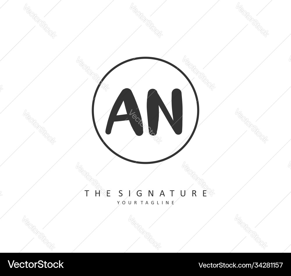 A n an initial letter handwriting and signature Vector Image