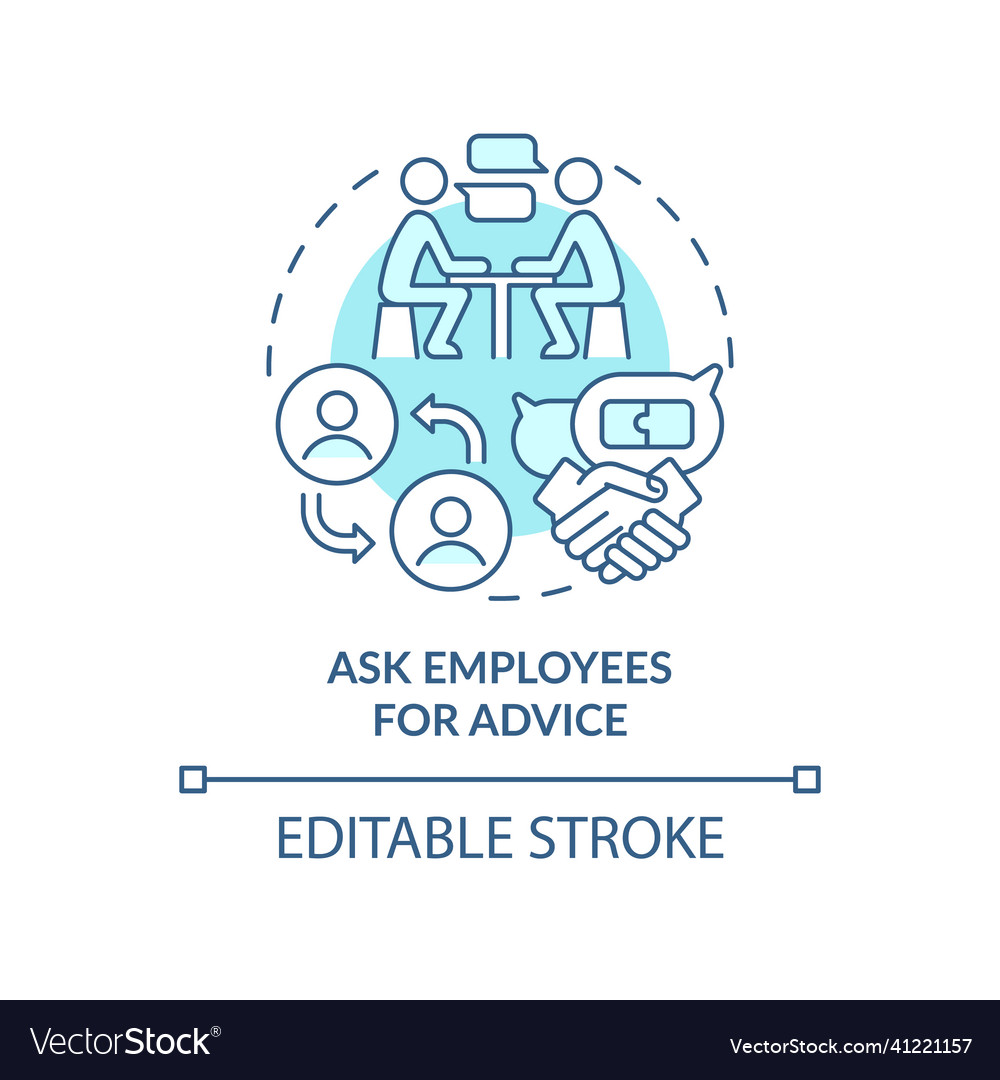 Ask employees for advice turquoise concept icon Vector Image