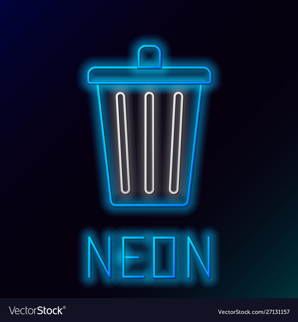 Blue glowing neon line trash can icon isolated Vector Image Blue glowing neon line trash can icon isolated Vector Image