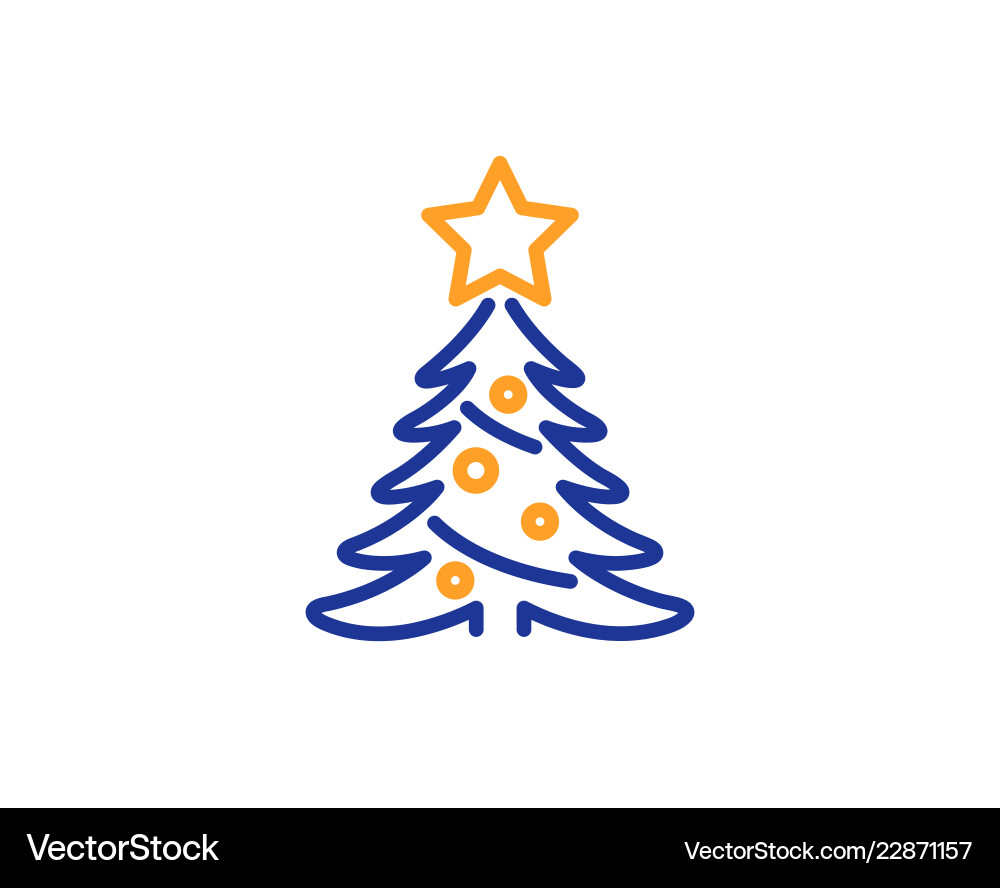 Christmas tree present line icon new year spruce Vector Image