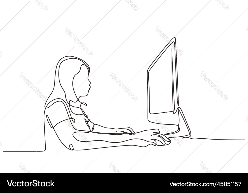 Continuous one line drawing of woman doing work Vector Image