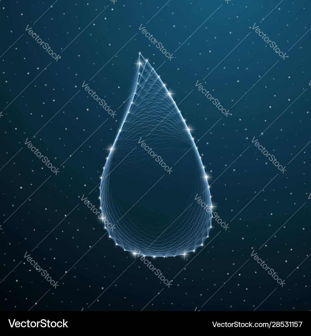 Digital mesh water drop with dots and lines on Vector Image