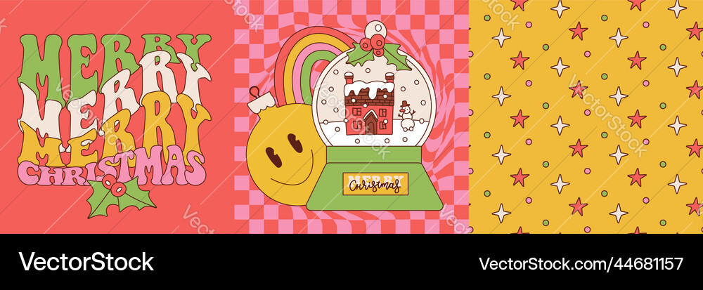 Groovy set of elements for creating christmas Vector Image