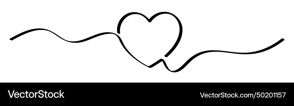 Heartbeat love line drawing Royalty Free Vector Image