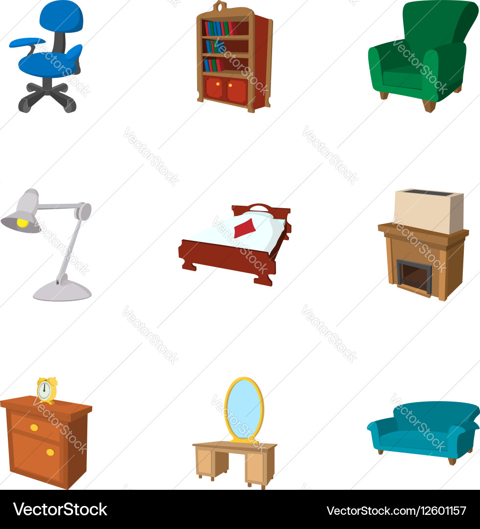 Home environment icons set cartoon style Vector Image