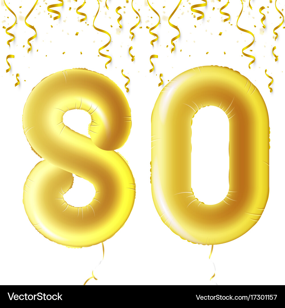 Inflatable golden balls with falling confetti Vector Image