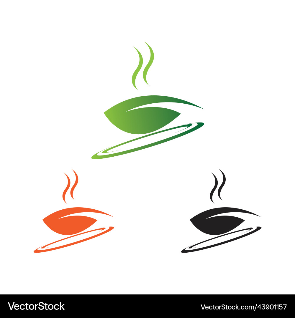 Leaf shoots green organic tea mug logo Royalty Free Vector